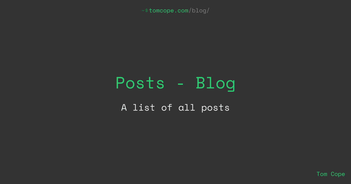 Posts - Blog | Tom Cope
