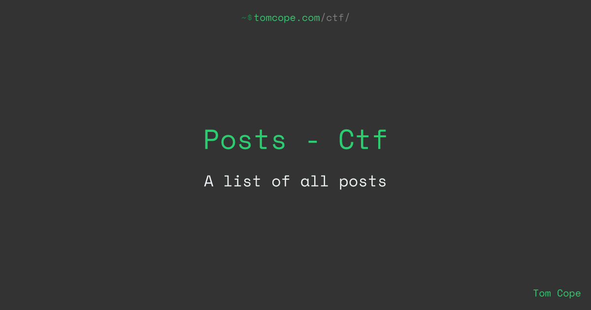 Posts - Ctf | Tom Cope