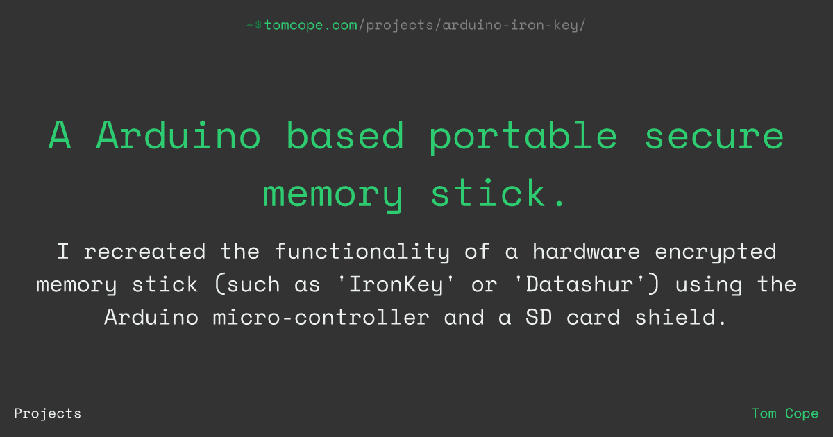 A Arduino Based Portable Secure Memory Stick Tom Cope 1328