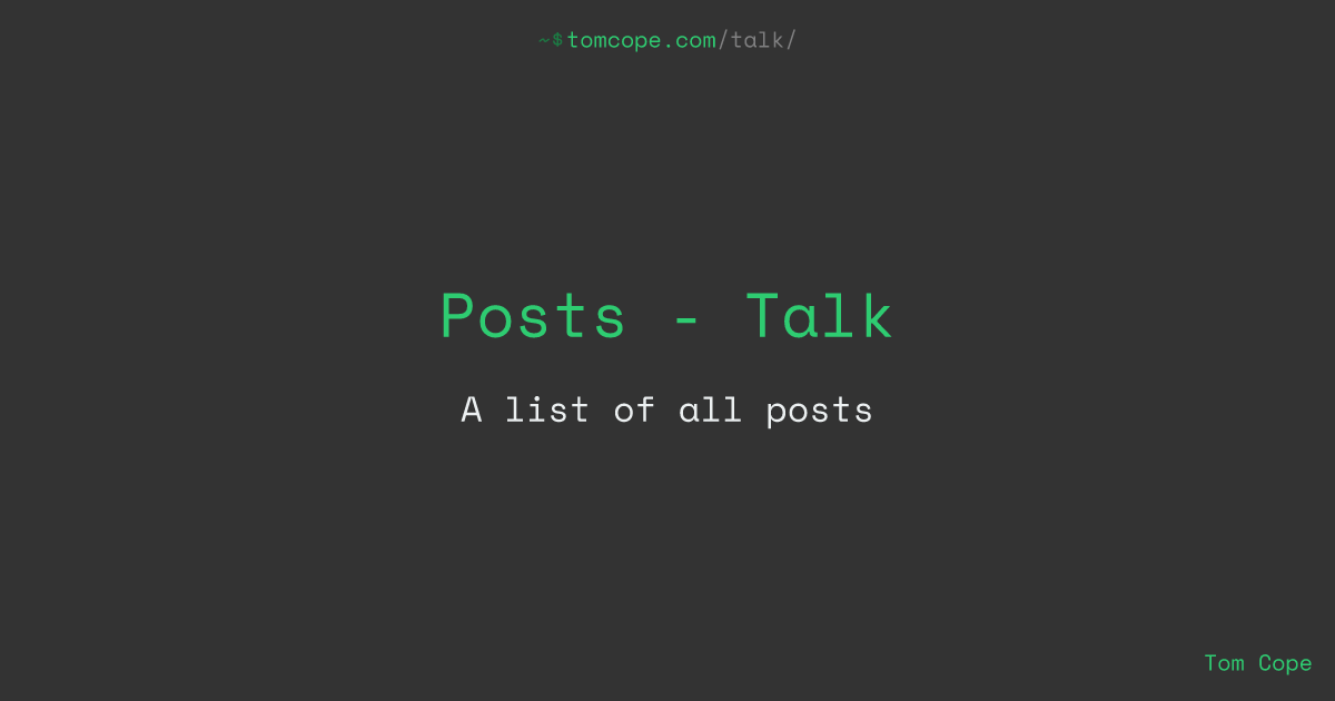 Posts - Talk | Tom Cope